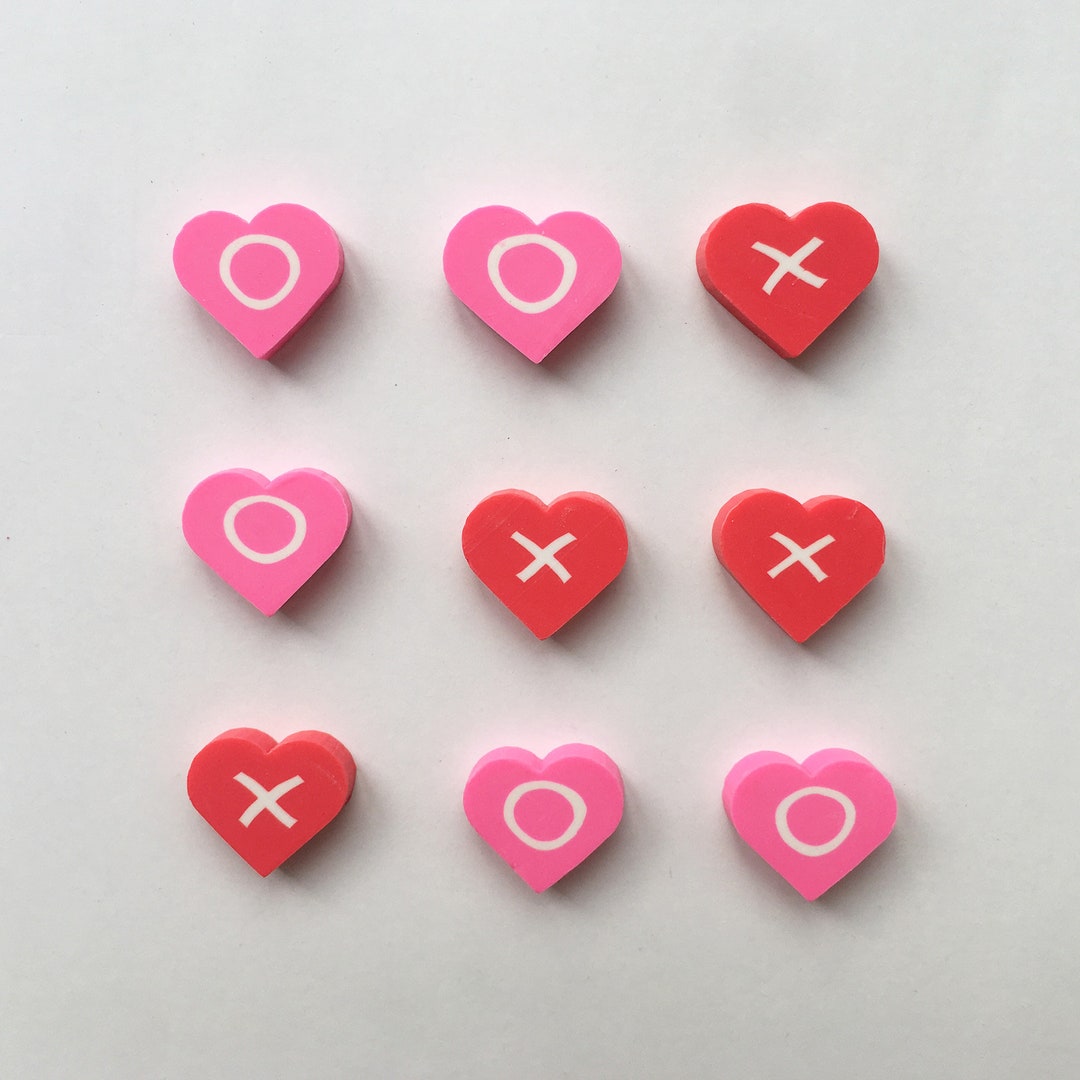 Mini Tic Tac Toe Game Pieces, Valentine's Party Favor for Kids, Heart X ...