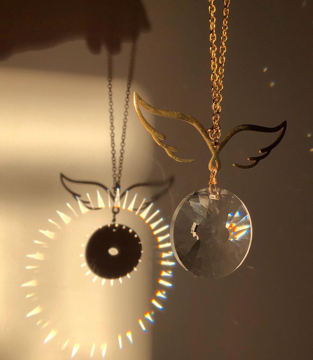 Memorial Sun Catcher With 40mm Sun Disc Prism and Angel Wings, Look for ...