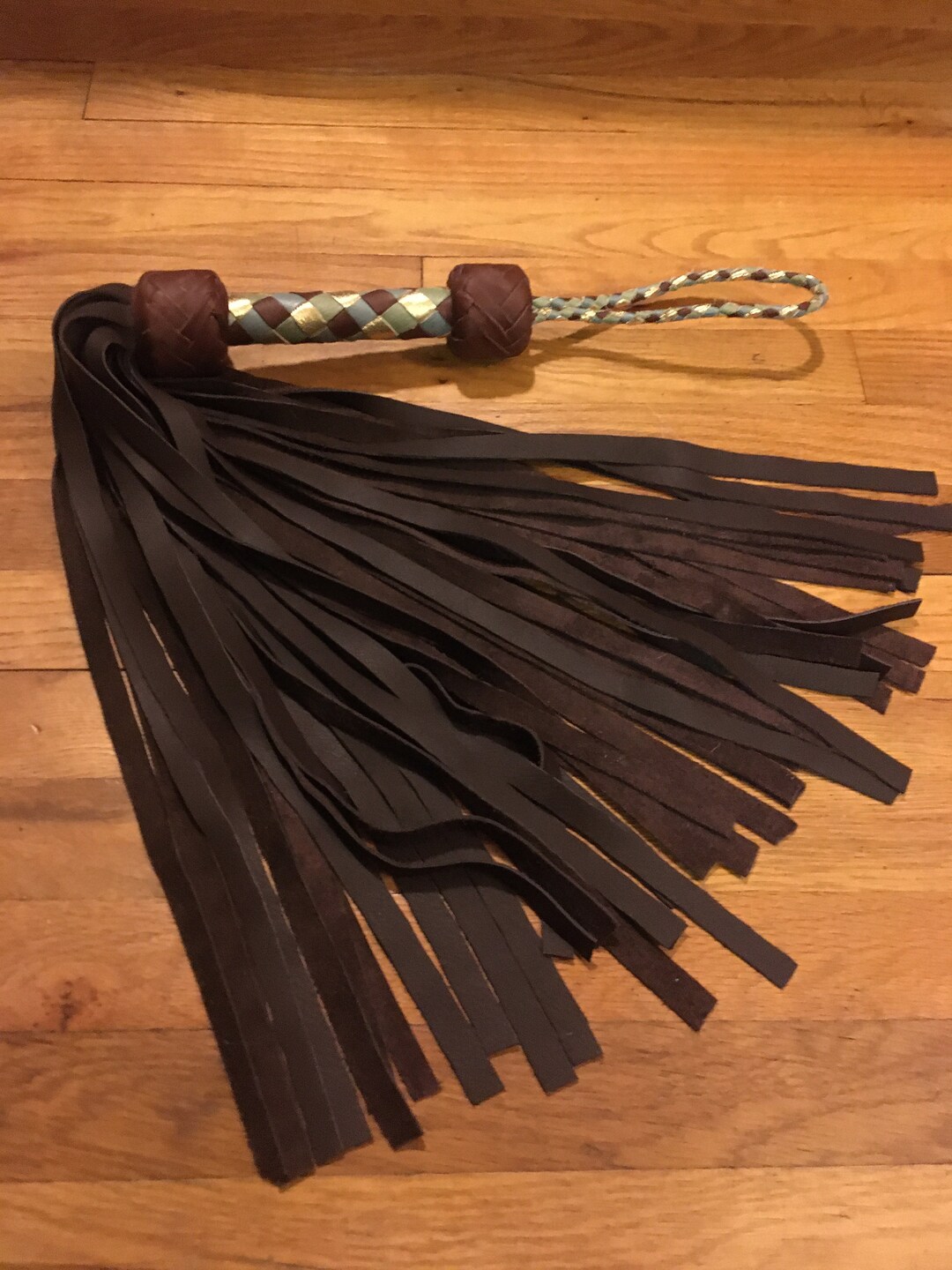 Lightweight Leather Flogger in Brown, Sage, Blue Grey and Metallic Gold ...
