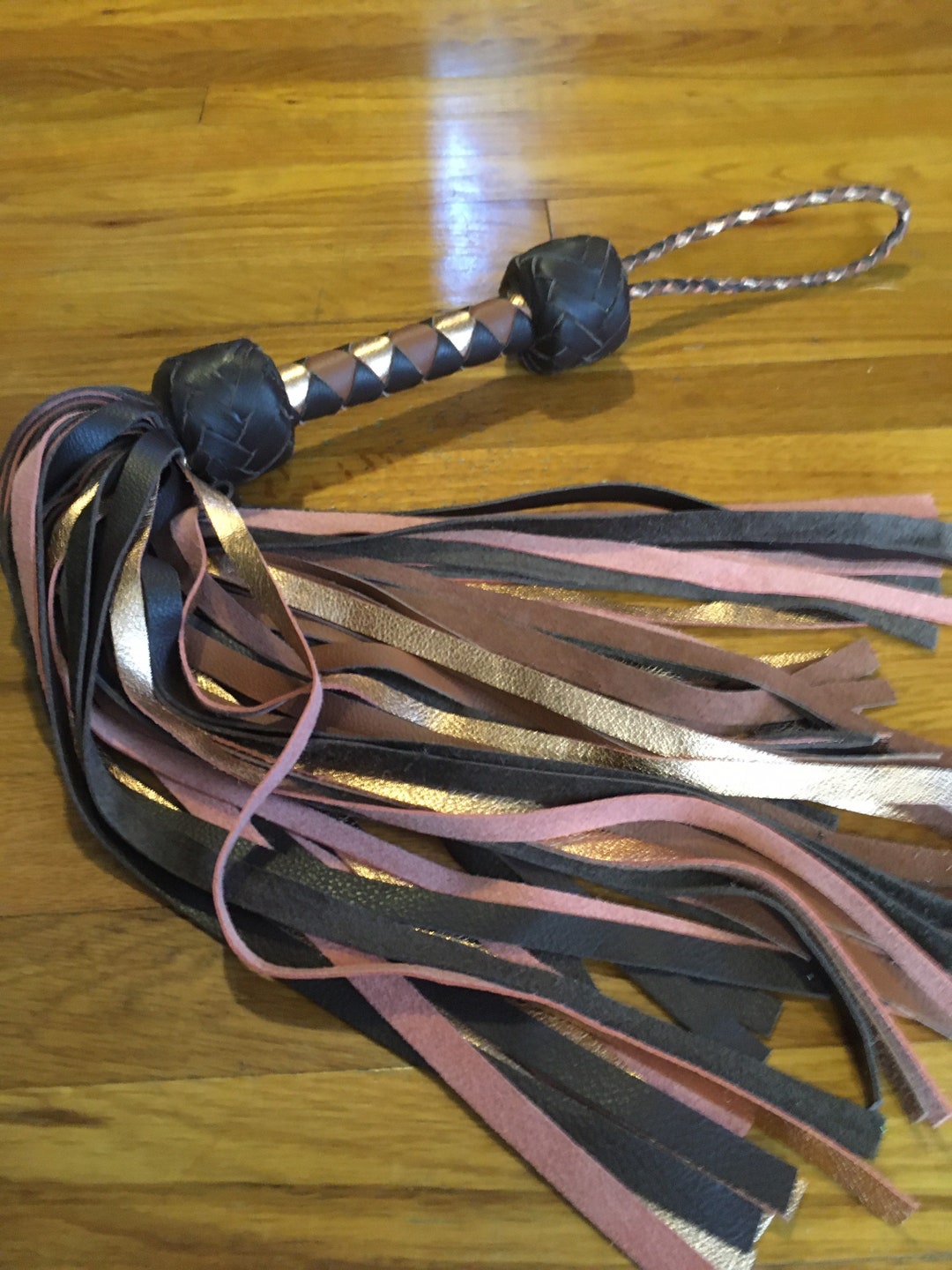 Brown, Tan and Copper Metallic Leather Flogger Mature BDSM - Etsy