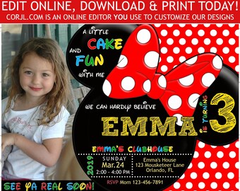 Paper Mickey Mouse 3rd birthday with photo retro Mickey third birthday ...