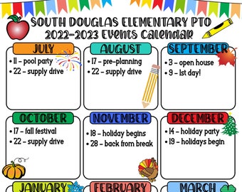 Pta Calendar of Events - Etsy