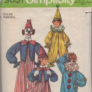 Vintage 1970's Clown Costume Sewing Pattern: Simplicity 9051 Boy's Girl ...