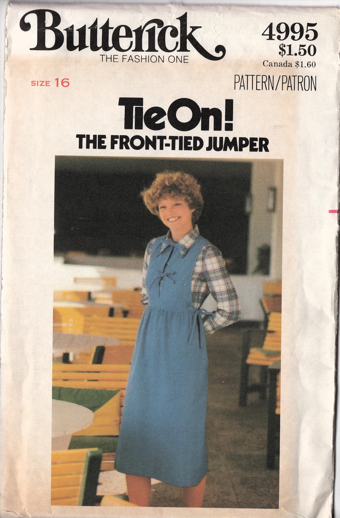 Vintage UNCUT 80's Sewing Pattern Jumper Dress Butterick 4995 Size 16 ...