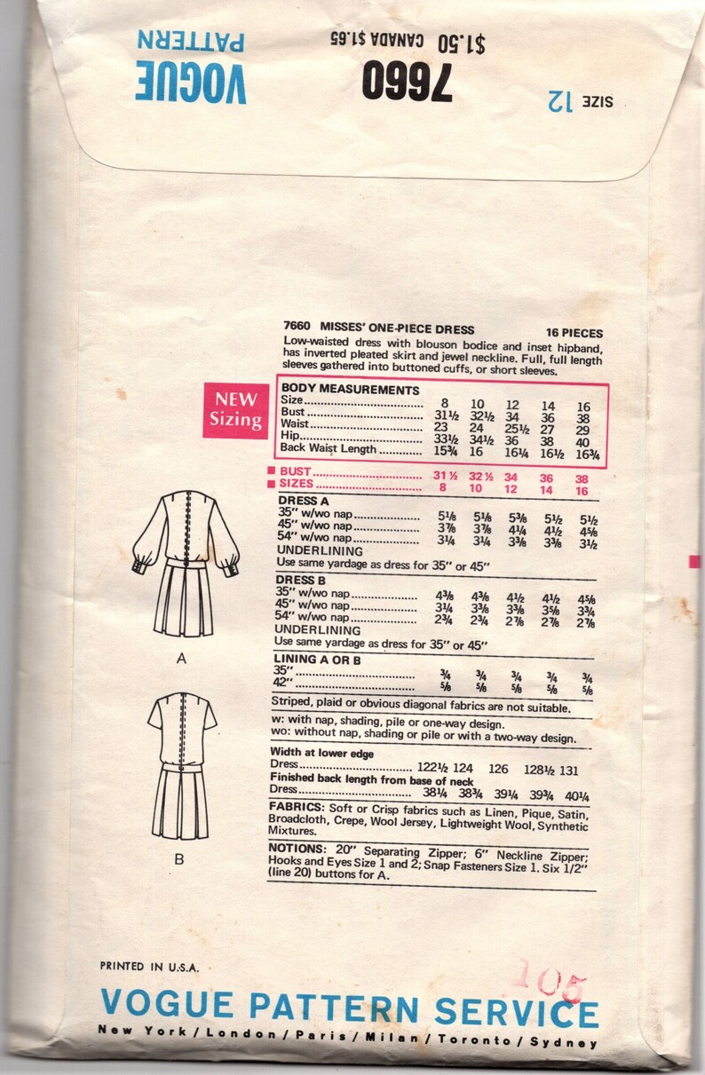 Vintage 60s-does-20s Vogue Sewing Pattern 7660 UNCUT: Drop Waist ...