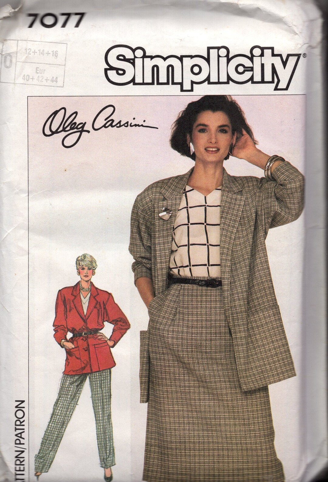 Vintage UNCUT Simplicity 80's Power Suit Pattern 7077 by Oleg Cassini ...