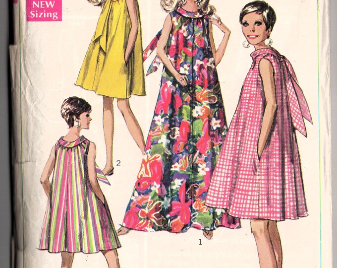 Vintage Mod 60's Swing Tent Dress Sewing Pattern: Simplicity 7651; Size ...