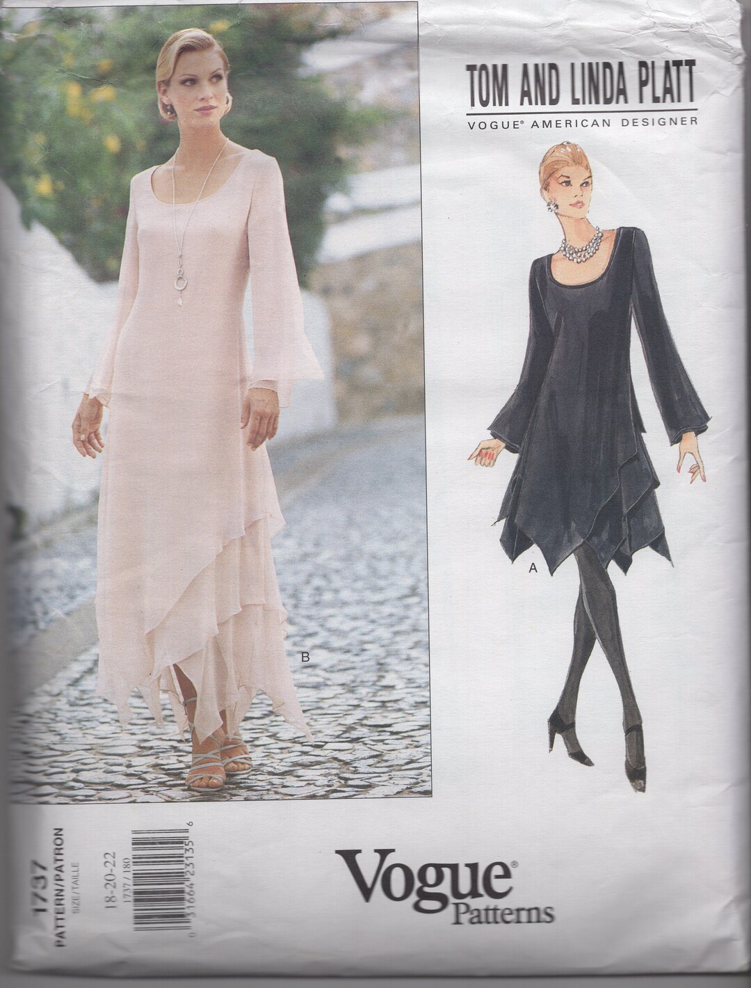 Vintage Uncut Vogue Sewing Pattern: Platt American Designer Dress With Gothic Handkerchief Hem ...