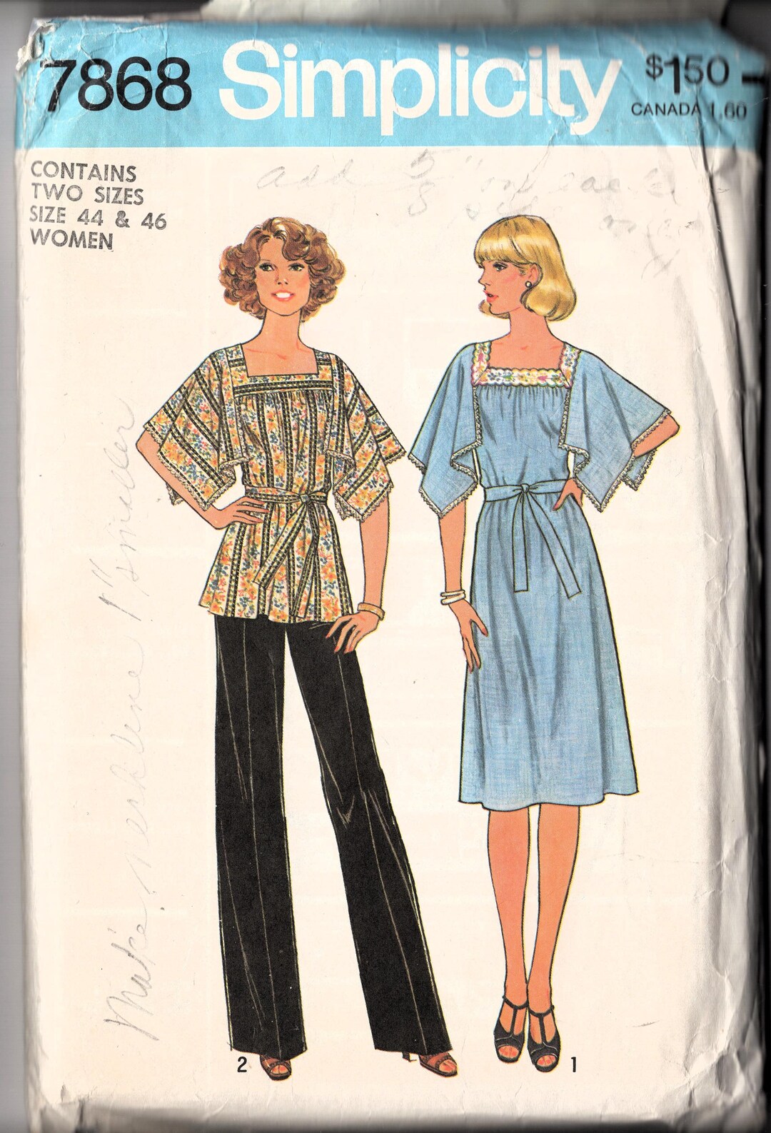 Vintage UNCUT 70's Tunic Top, Flutter Sleeve Dress, and Wide Leg Pants ...