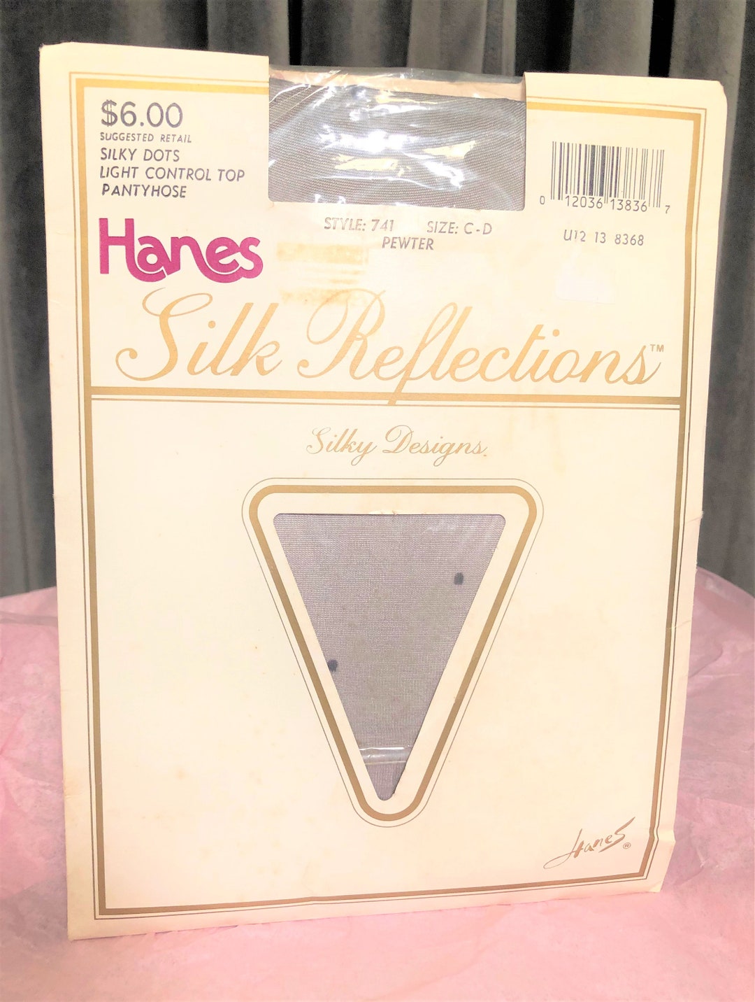 NEW Vintage 80's Hanes Silk Reflections Dark Gray/black Polka Dot ...