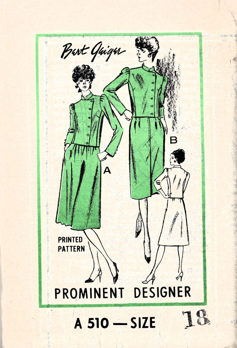 Vintage UNCUT Bert Geiger 80's-does-40's Suit Mail Order Sewing Pattern ...
