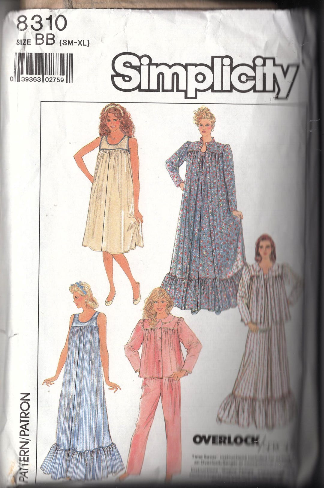 Vintage 80's UNCUT Romantic Night Gown and Pajamas Sewing Pattern ...