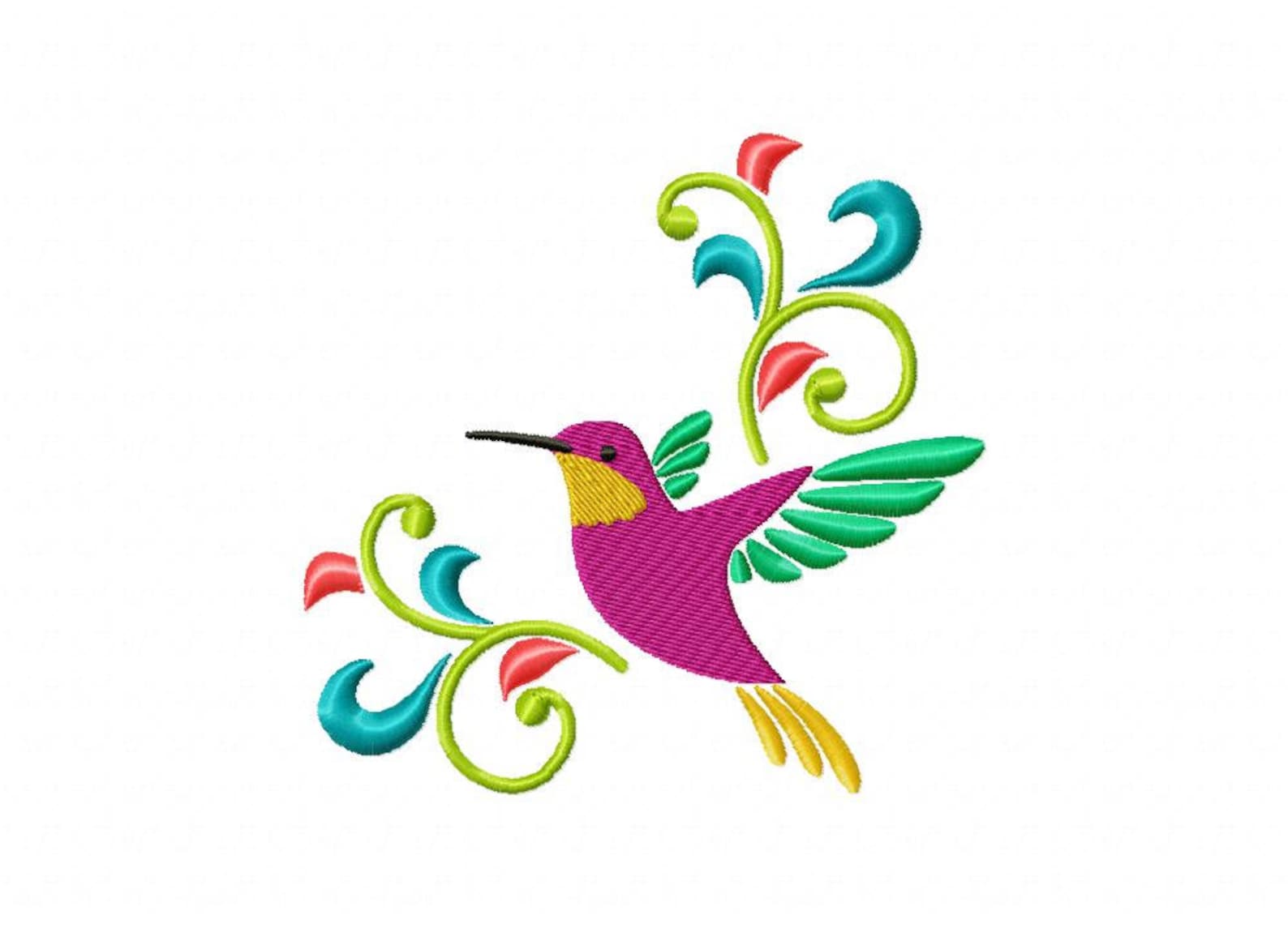 Hermoso colibrí floral esquina borde bordado diseño de bordado | Etsy