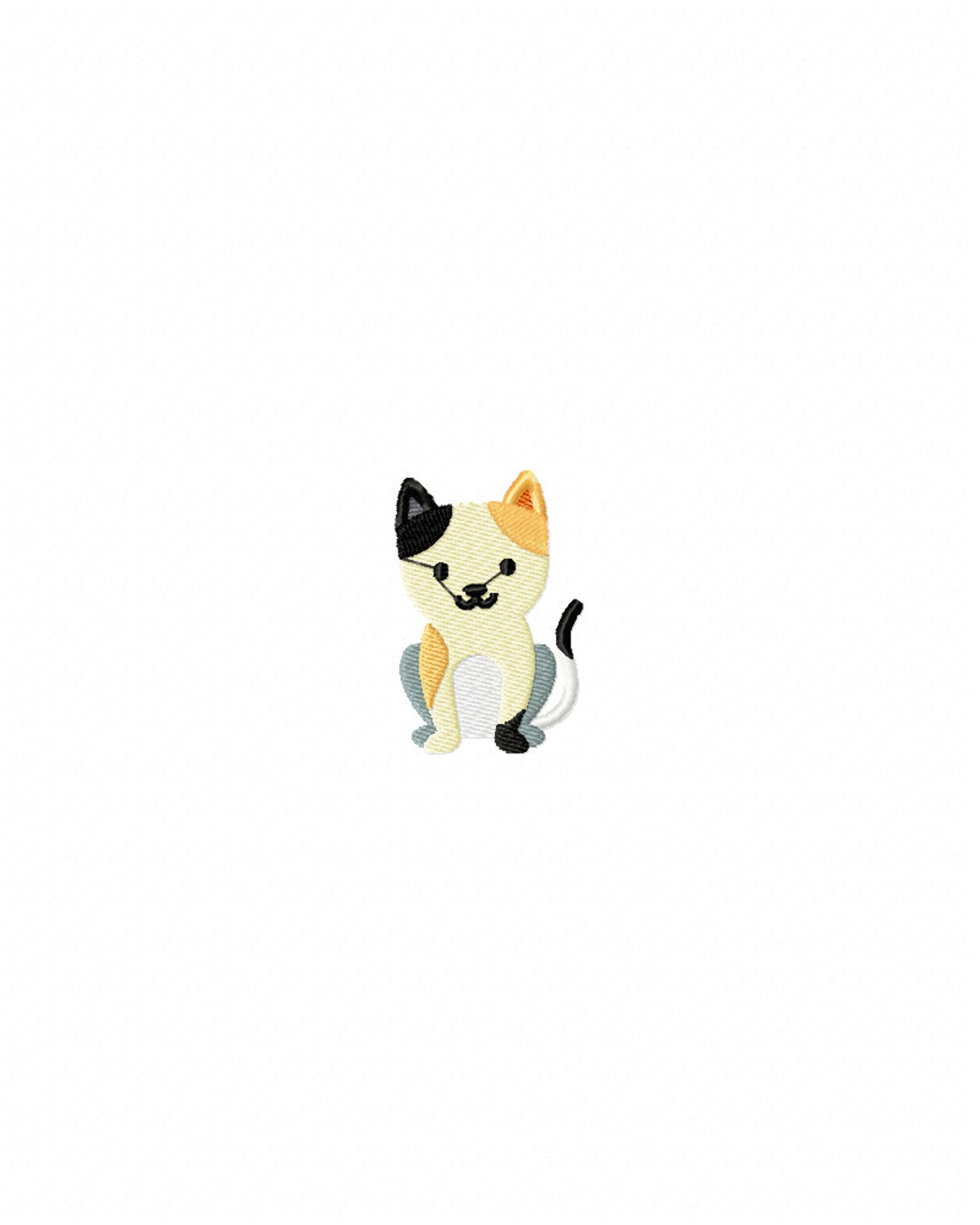 Mini Calico Cat Stitched Machine Embroidery Design Calico Cat Etsy