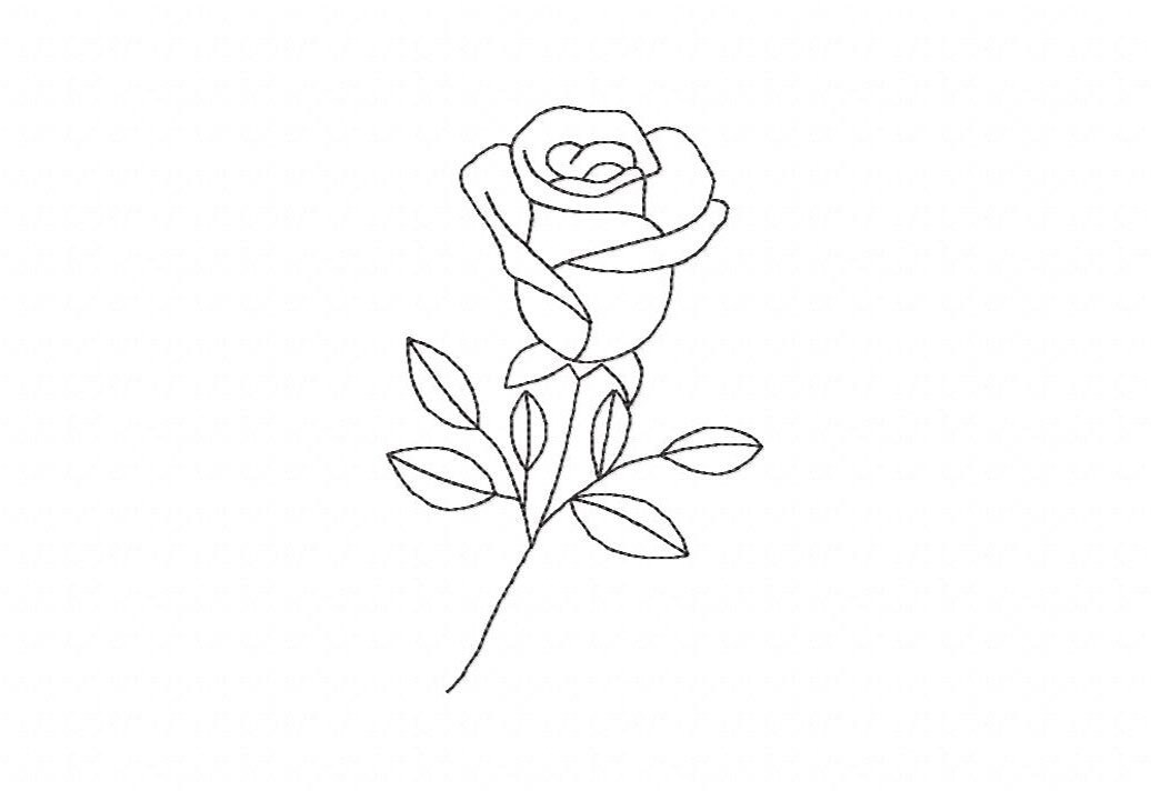 Rose linework sketch art outline roses machine embroidery | Etsy