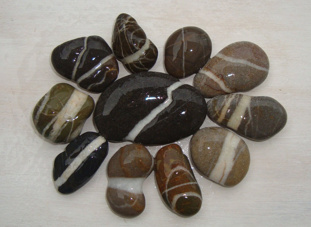 Striped Sea Stones Wishing Stones Craft Supplies Decorative Stones ...