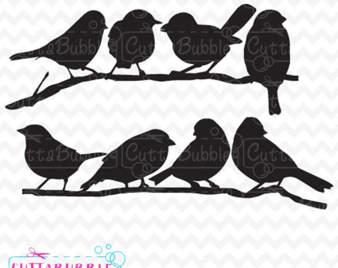 Birds on a Branch SVG cut file PNG DXF for Silhouette | Etsy