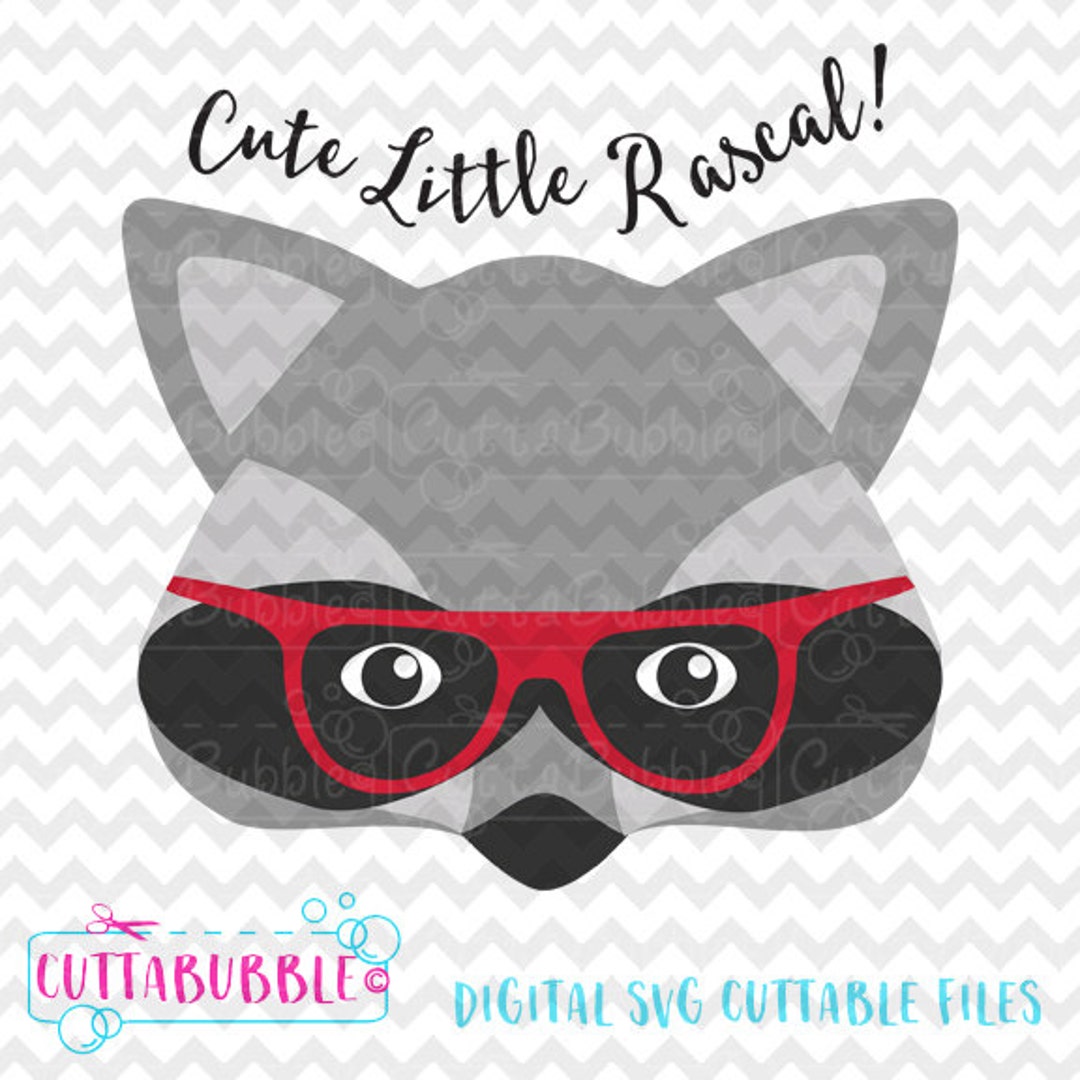 Cute Little Rascal! - Cute Raccoon Wearing Glasses SVG Cut File + PNG ...