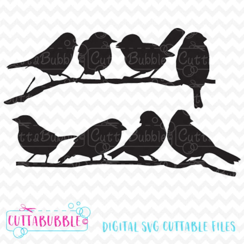 Birds on a Branch - SVG Cut File + PNG +DXF for Silhouette Cameo ...
