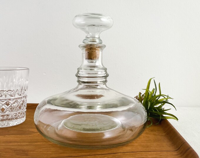 Vintage Clear Glass Decanter With Glass Stopper Old Liquor - Etsy