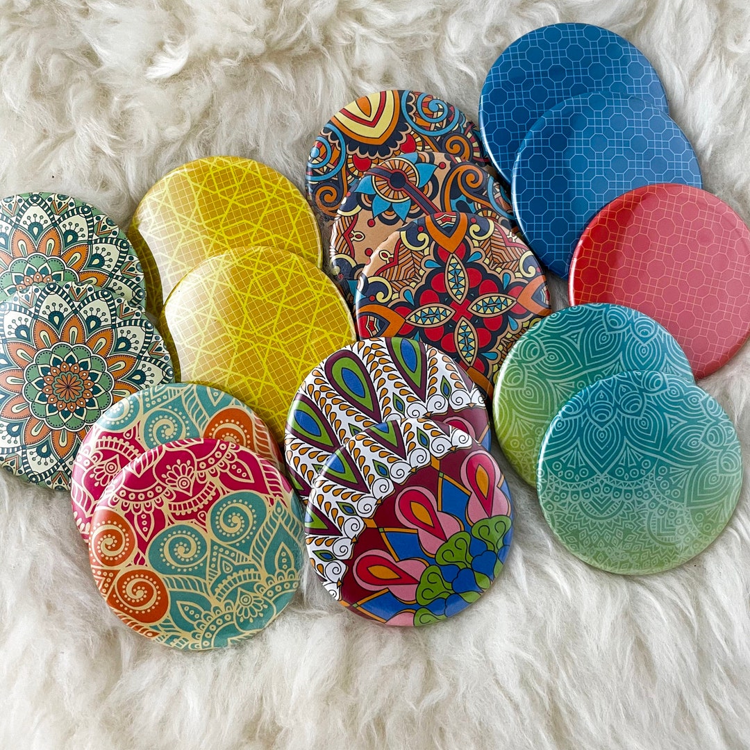 Handmade Pocket Mirror, Round Hand Held Mirror for Purse or Wallet ...