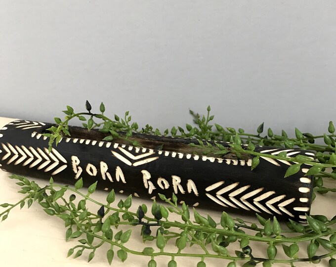 Vintage Hand-carved Wood Bora Bora Incense Holder | Wood Business Card ...