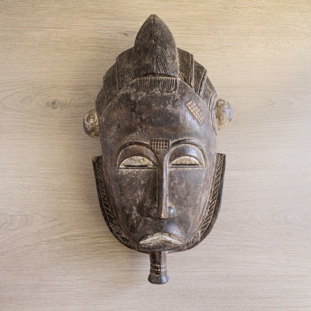 Large African Ivory Coast Wall Mask 18 Inch Baule Tribal Dance Wood ...