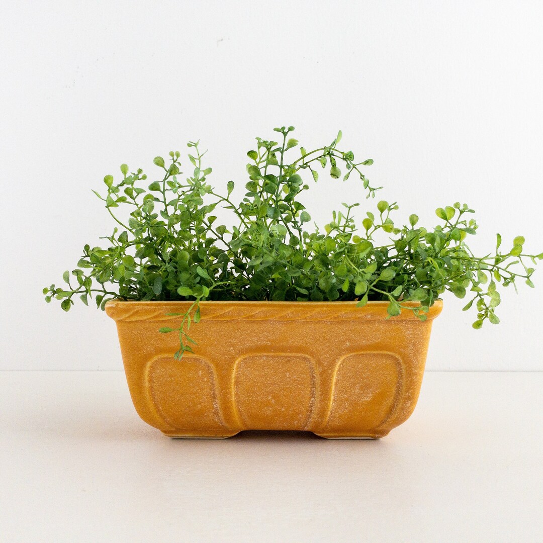 Hull Pottery F469 Planter, Golden Yellow Small Rectangular Planter Pot ...
