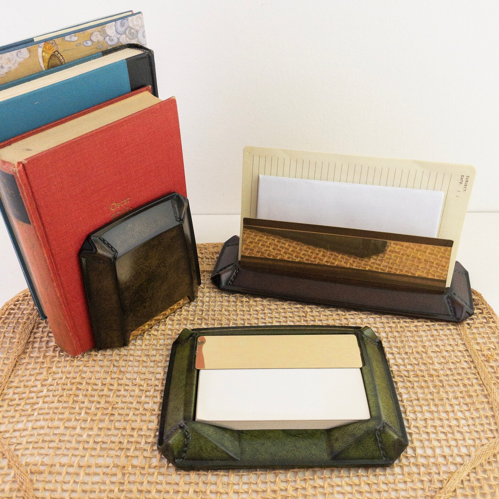 One Pair of Vintage Faux Leather Bookends Square Matina Decor - Etsy