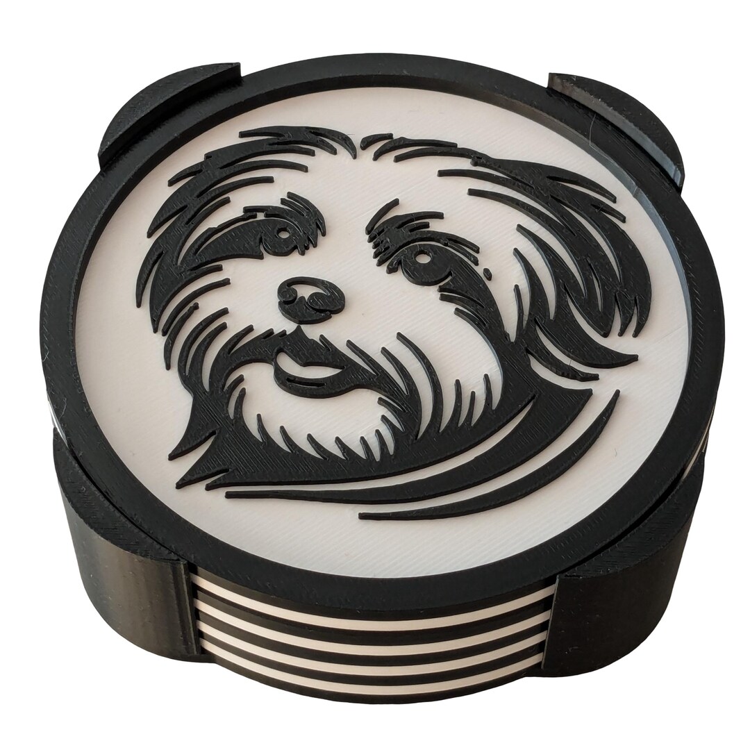 Maltese Dog Coasters - 3D Printed Drink Coasters - Set of 4, 6, or 8 ...