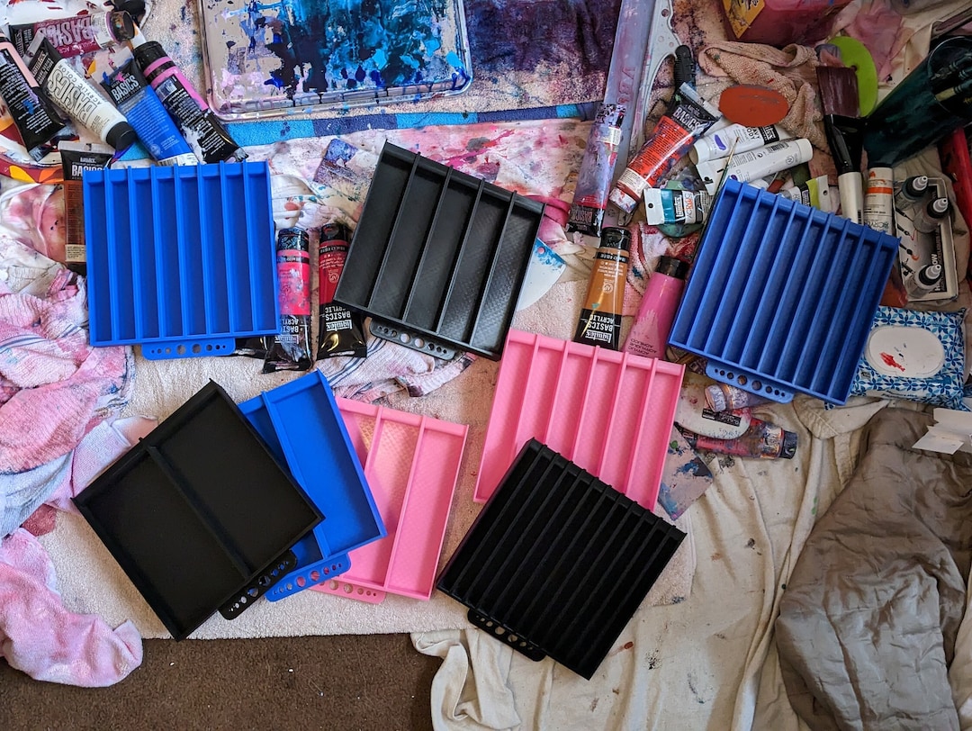 Grooved Paint Pour Tool / Poured Paint Palette Trays / Split Dustpan ...