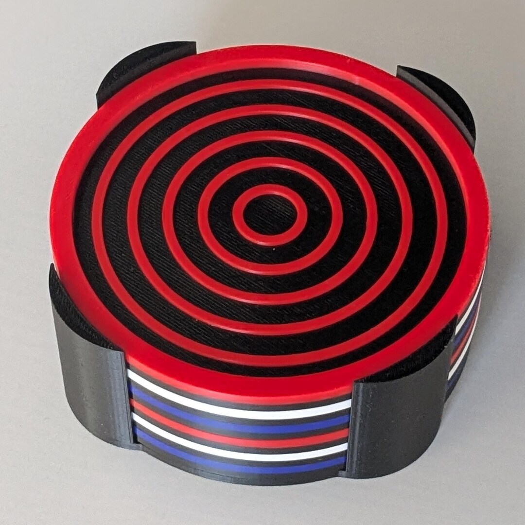 Vibrant 3D Printed Target Coasters - Red, White and Blue - Modern Home ...