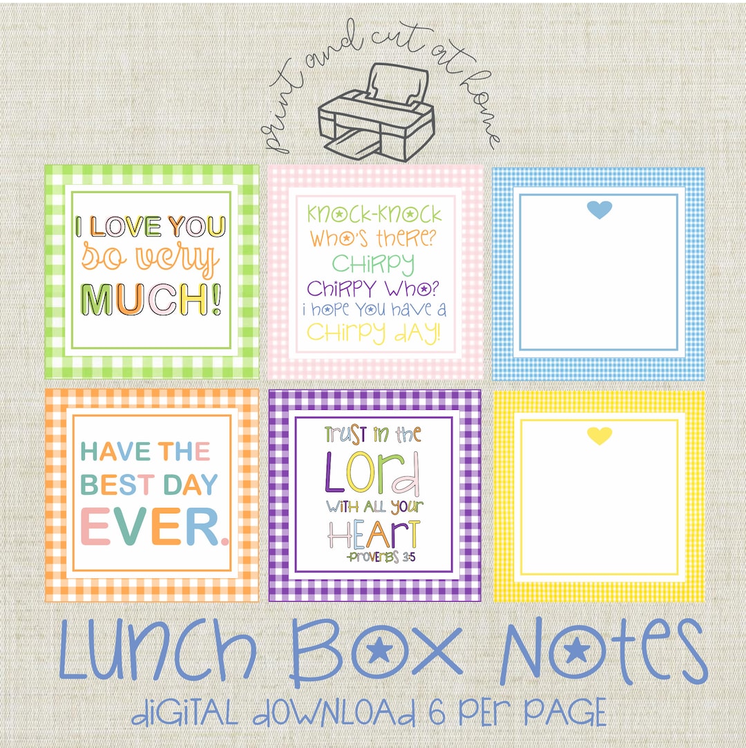 Lunch Box Notes- Digital Download - Etsy