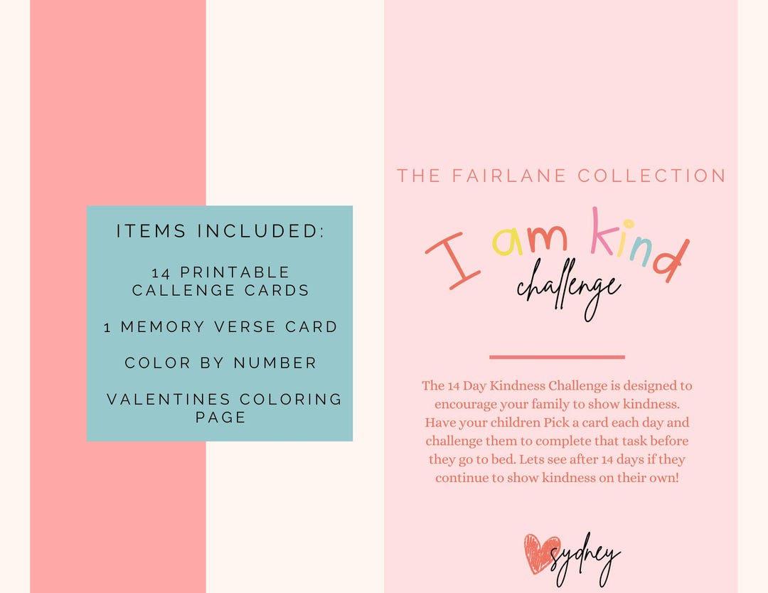 14 Day Kindness Challenge- Family Kindness Challenge - Etsy