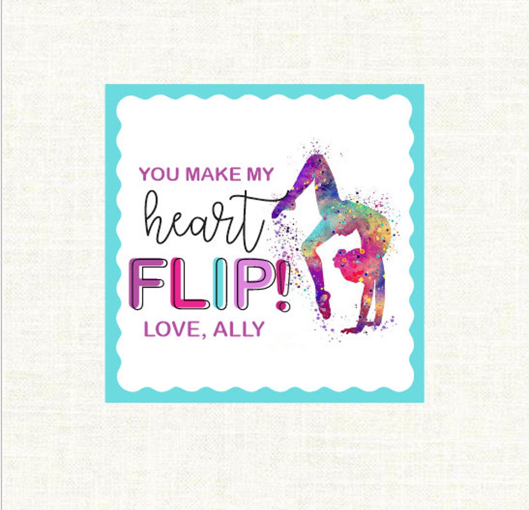 You Make My Heart Flip, Gymnastics Valentine, Bright Color Valentine - Etsy