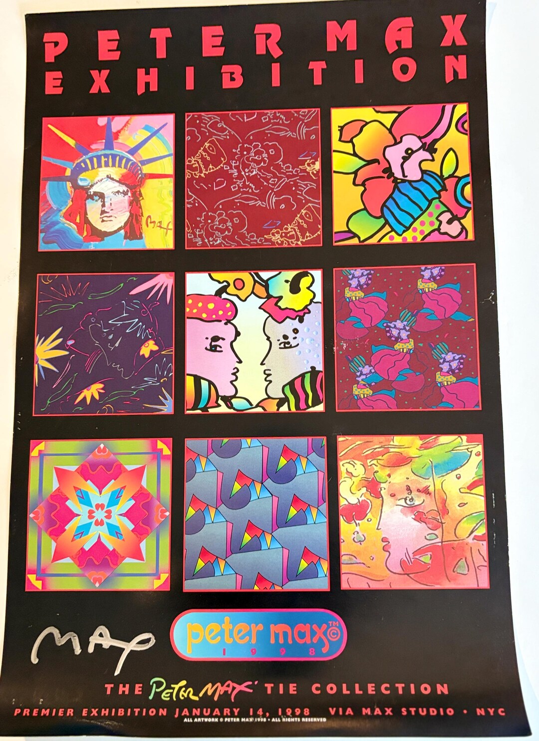 Vintage PETER MAX Signed Poster, 1998 Exhibition, - Etsy