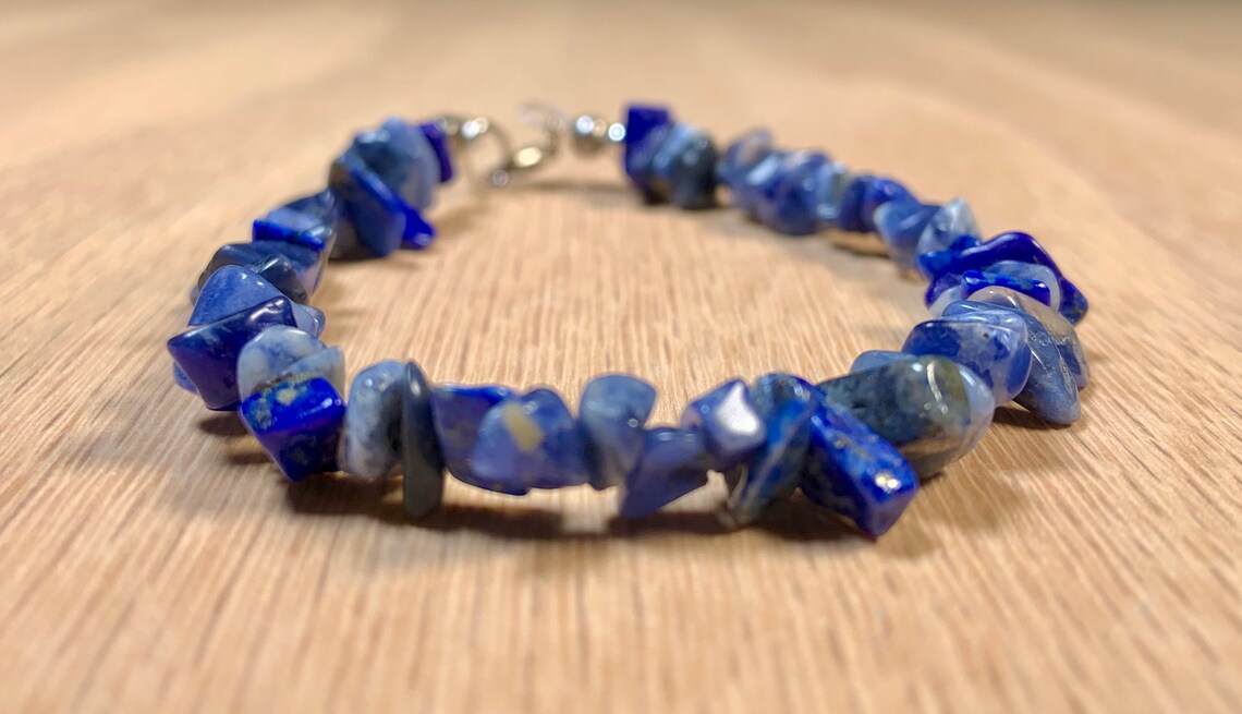 Blue Stone Bracelet Blue Gemstone Bracelet Genuine Gemstone - Etsy Hong ...