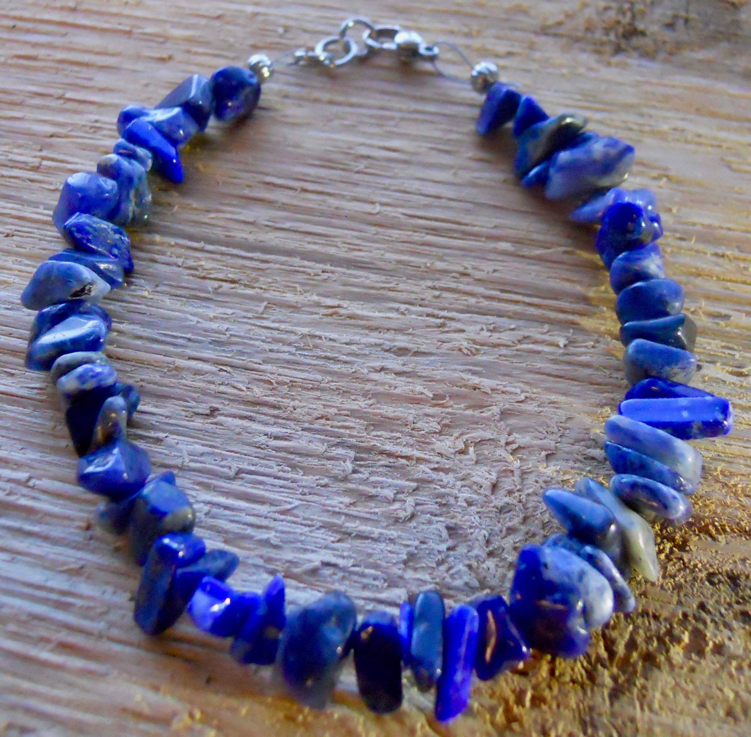Blue Stone Bracelet Blue Gemstone Bracelet Genuine Gemstone - Etsy Hong ...