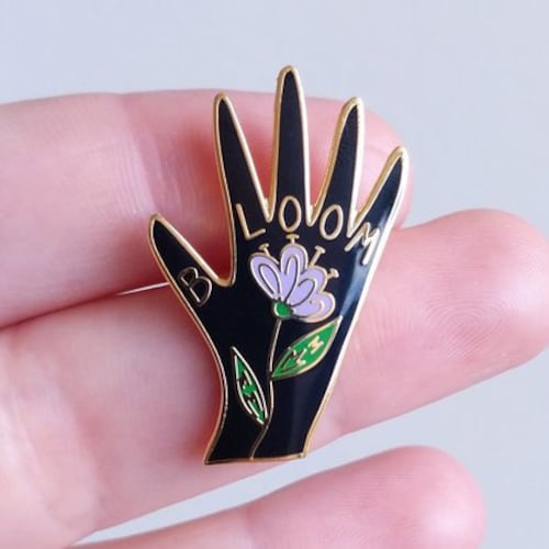 Bloom Hand Enamel Pin Flower Motto Lapel Pin // Hard Enamel - Etsy