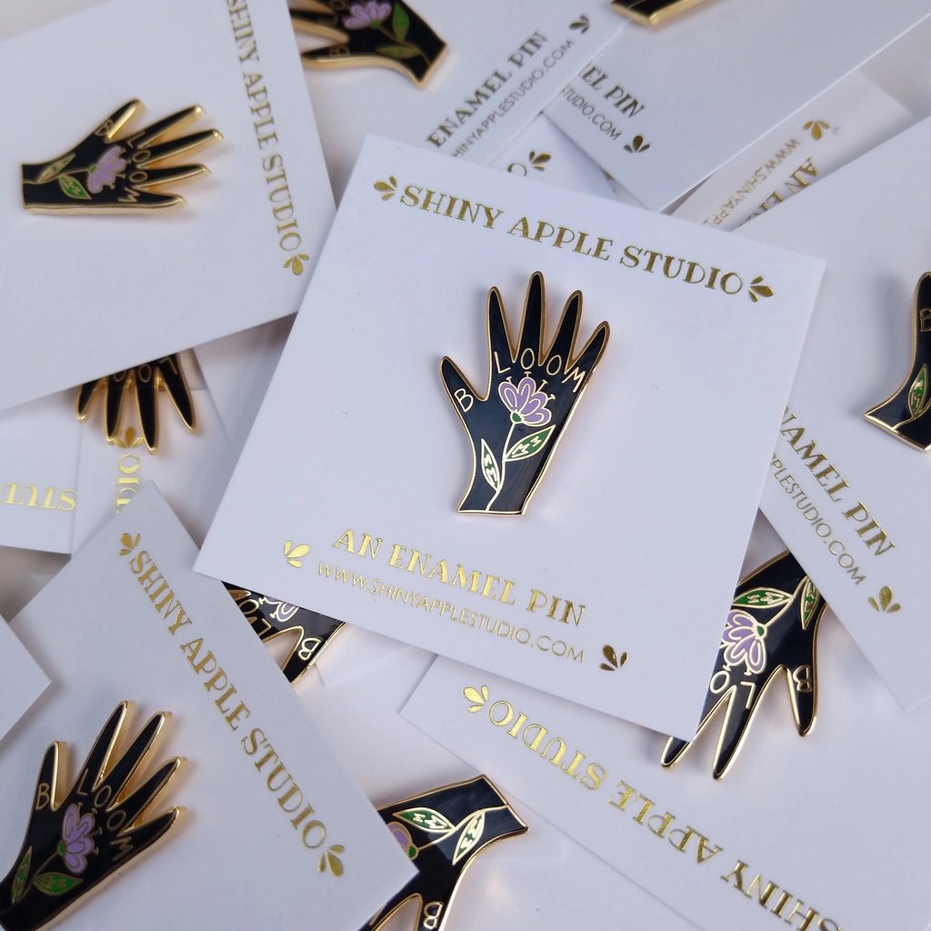 Bloom Hand Enamel Pin Flower Motto Lapel Pin // Hard Enamel - Etsy