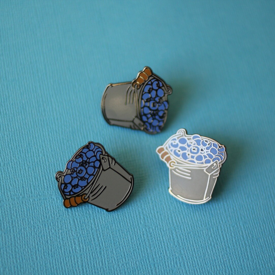 Blueberry Bucket Enamel Pin - Fruit Lapel Pin // Hard Enamel Pin ...