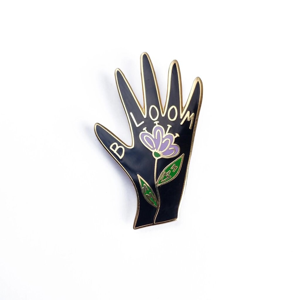 Bloom Hand Enamel Pin Flower Motto Lapel Pin // Hard Enamel - Etsy
