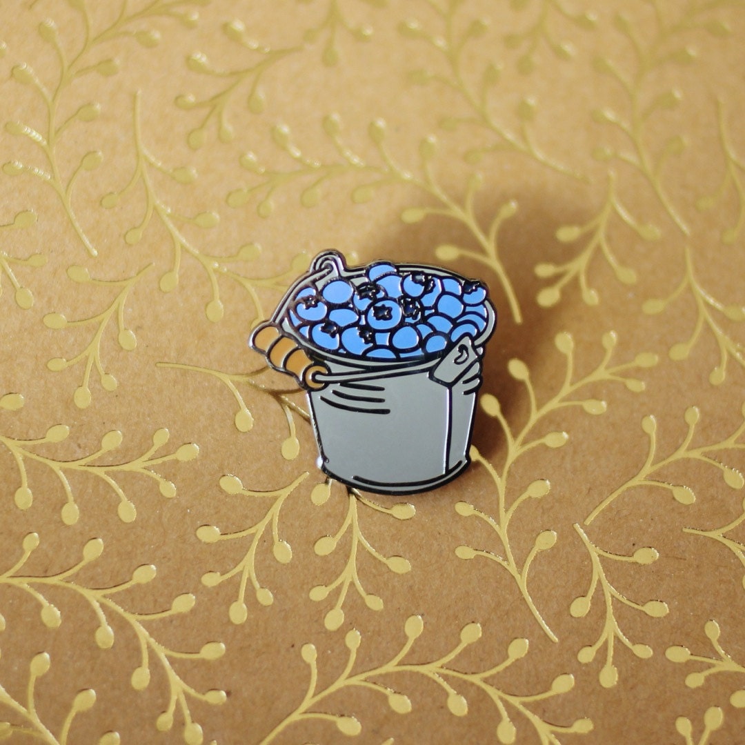 Blueberry Bucket Enamel Pin - Fruit Lapel Pin // Hard Enamel Pin ...