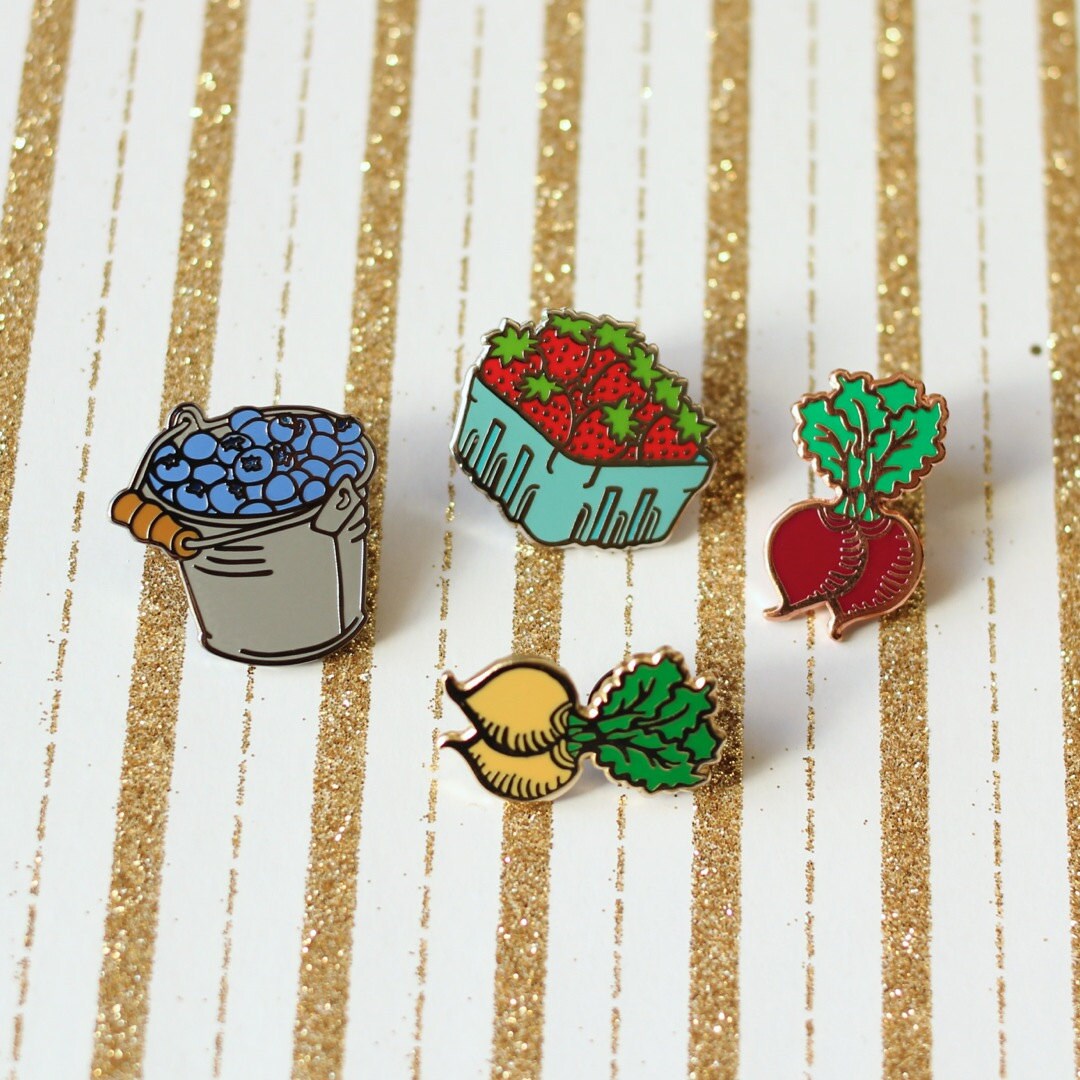 Blueberry Bucket Enamel Pin - Fruit Lapel Pin // Hard Enamel Pin ...