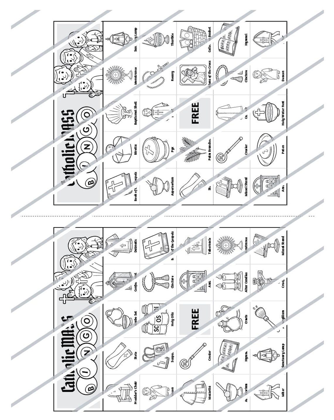 Printable Catholic Mass Bingo Game – Black and White | Downloadable ...