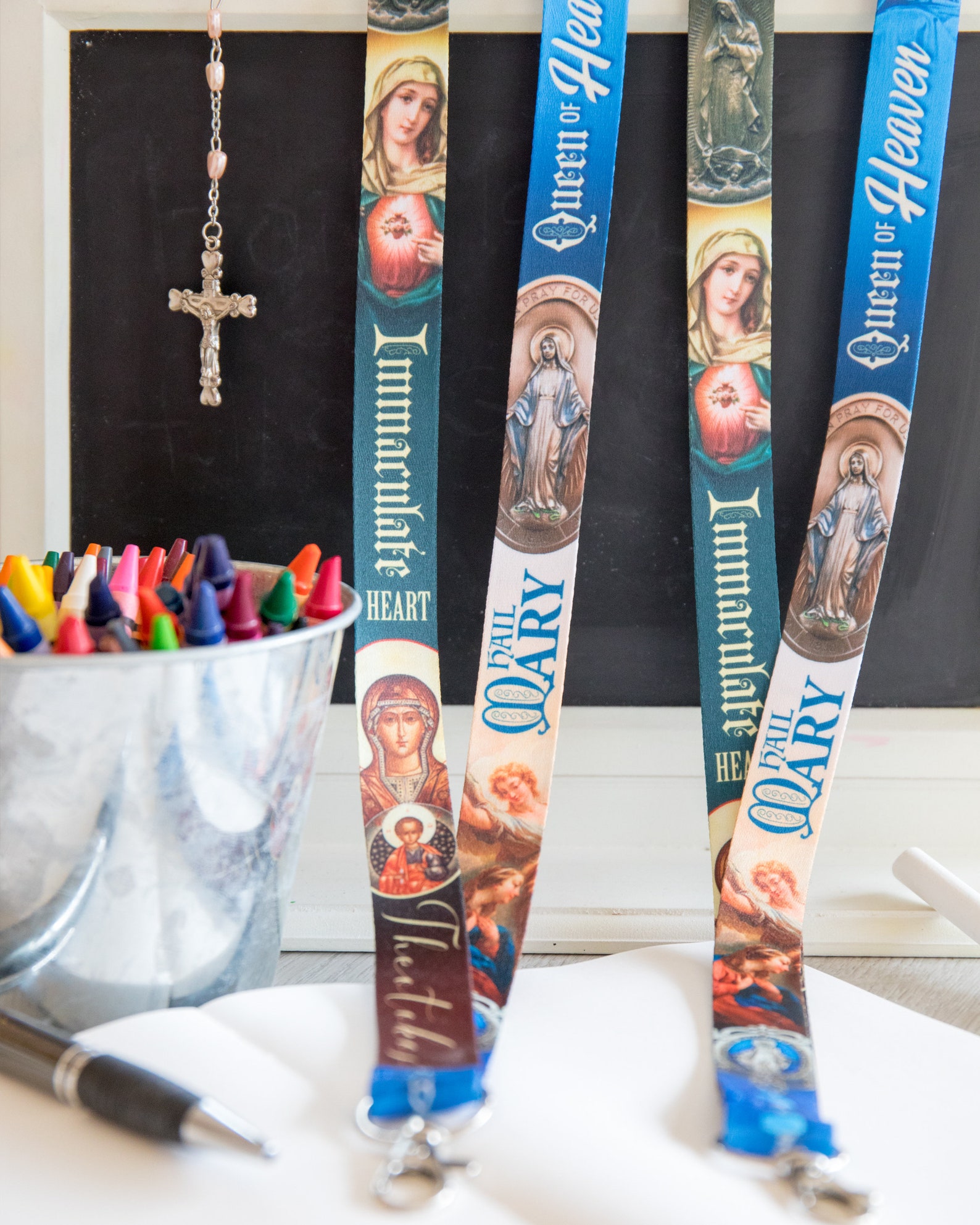 Mary Lanyard Catholic ID Badge Holder Marian Blessed Mother | Etsy