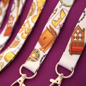 Catholic Mass Objects Lanyard Sacraments and Sacramentals ID Badge ...
