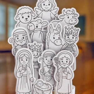 Printable Christmas Nativity Set Black and White – DIY Coloring Craft ...