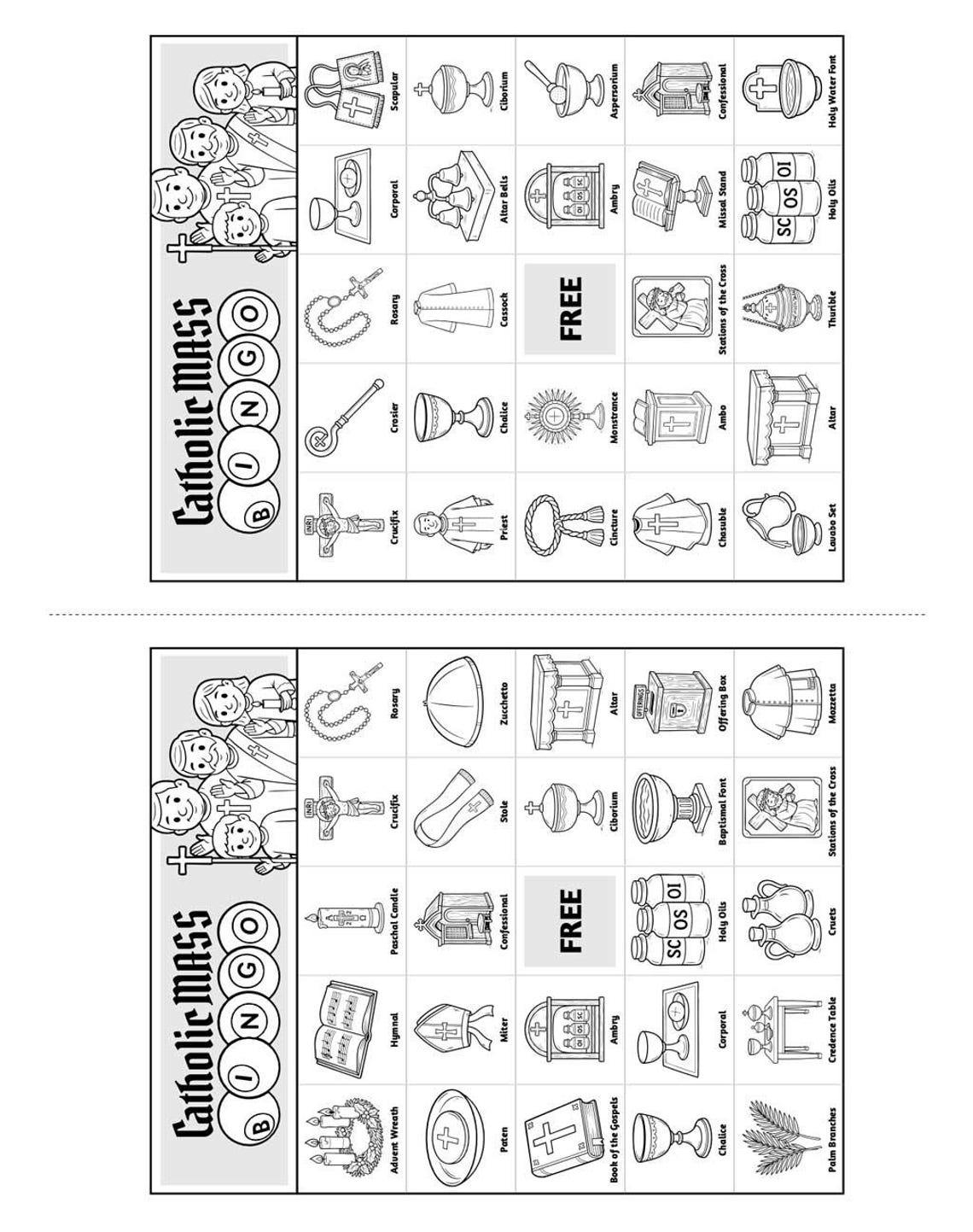 Printable Catholic Mass Bingo Game – Black and White | Downloadable ...