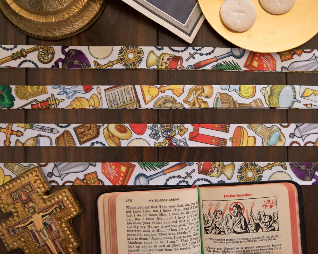 Catholic Mass Objects Lanyard Sacraments and Sacramentals ID Badge ...